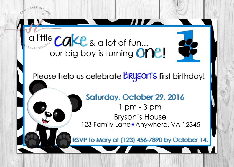 Cute Panda Birthday Invitation// Panda Invitations// Panda - Etsy