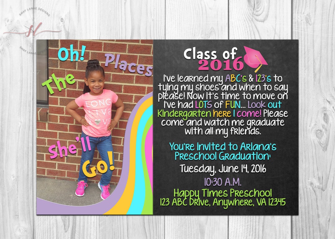 Preschool Graduation Invitation// Kids Graduation// Chalkboard - Etsy