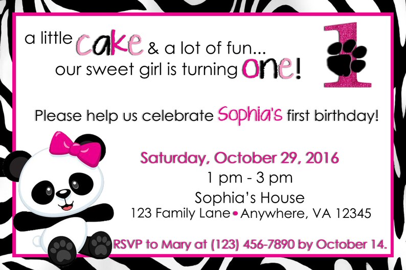 Cute Panda Birthday Invitation// Panda Invitations// Panda - Etsy