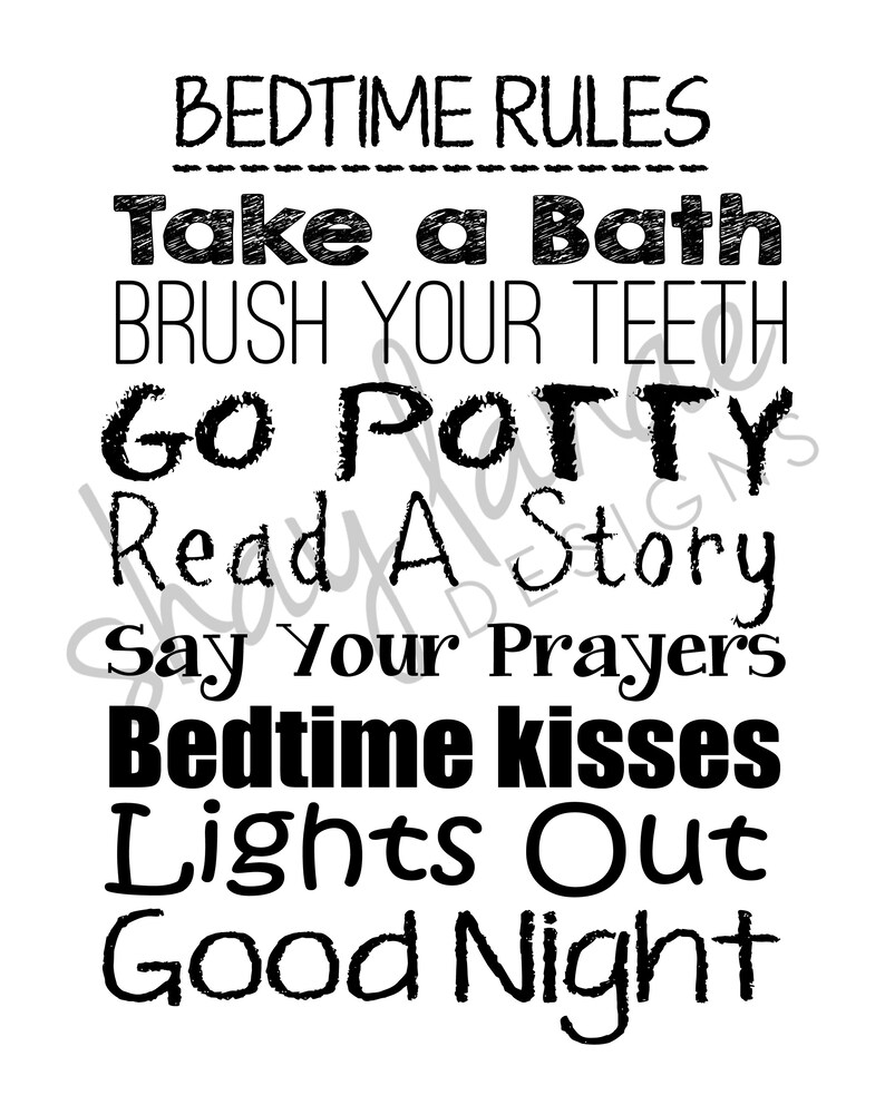 Bedtime Rules SVG Bundle Instant Download - Etsy