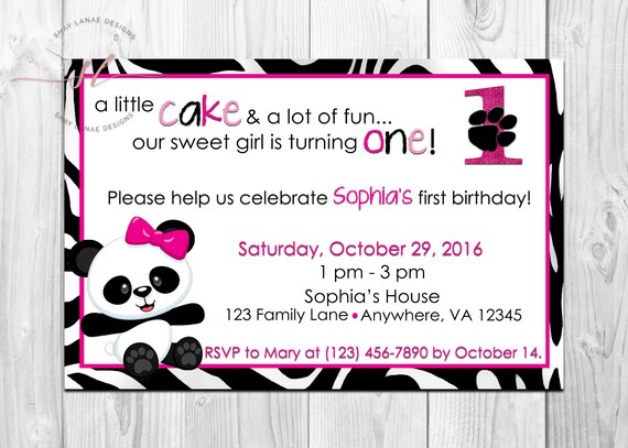 Cute Panda Birthday Invitation// Panda Invitations// Panda | Etsy