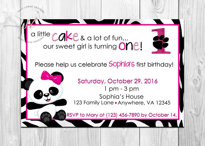 Cute Panda Birthday Invitation// Panda Invitations// Panda - Etsy