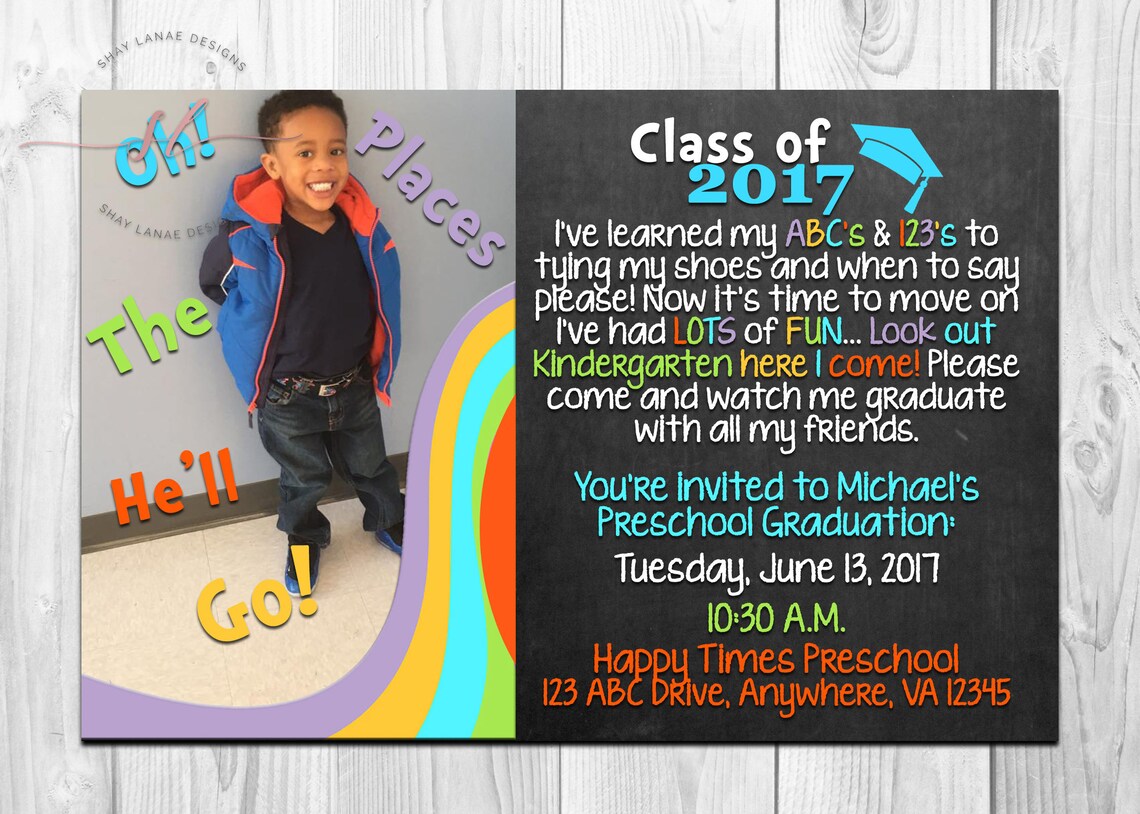 Preschool Graduation Invitation// Kids Graduation// Chalkboard - Etsy