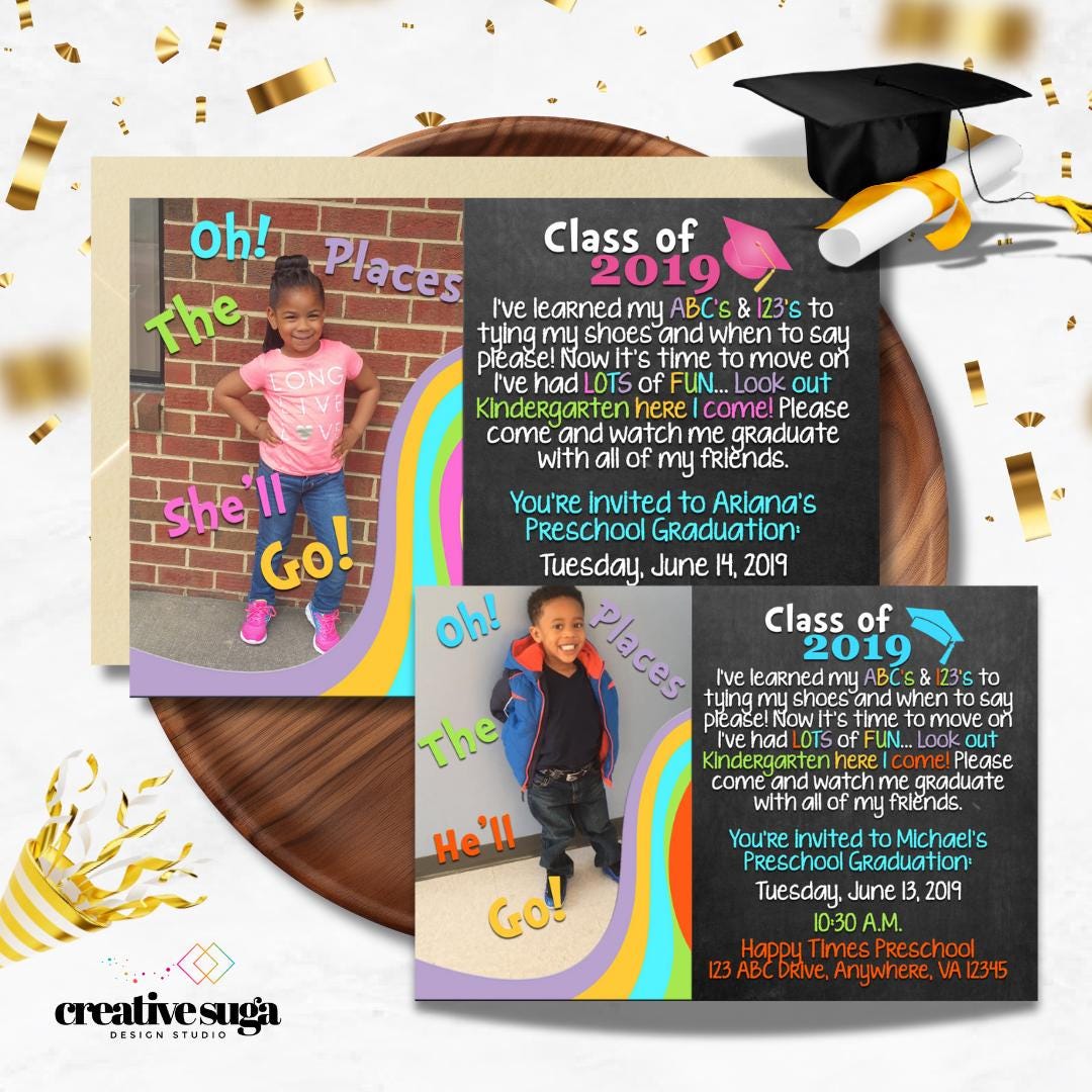 Preschool Graduation Invitation// Kids Graduation// Chalkboard ...