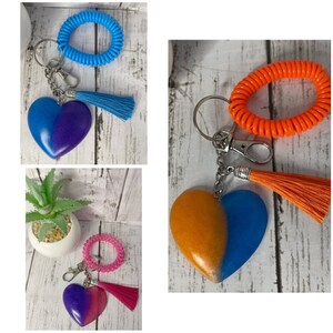 Keychain- Resin Heart(2x2) W/mica Powder, Charm, Luggage, Purse, Bag ...