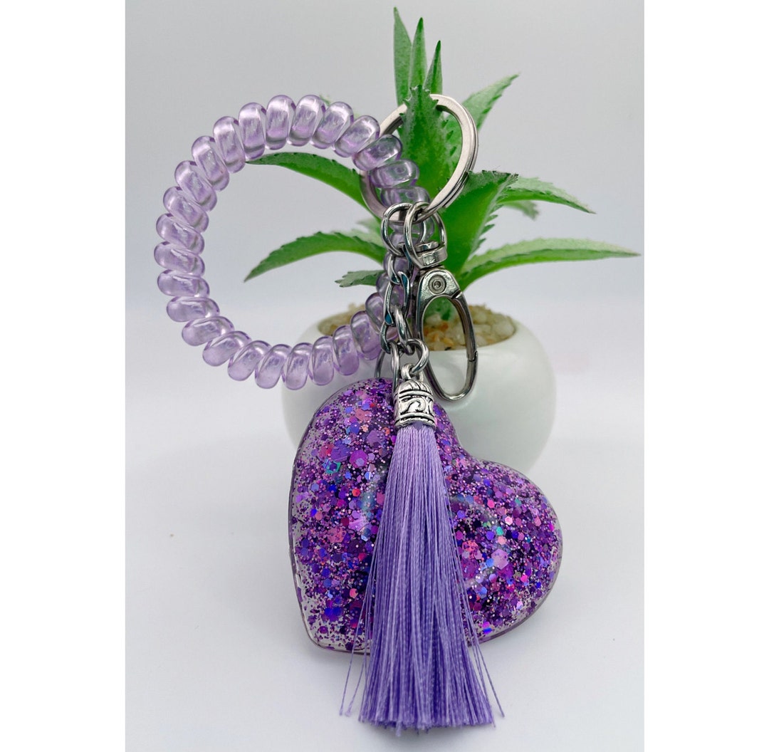 Keychain-light Purple Resin Heart(2x2) W/holographic Chunky Glitter ...