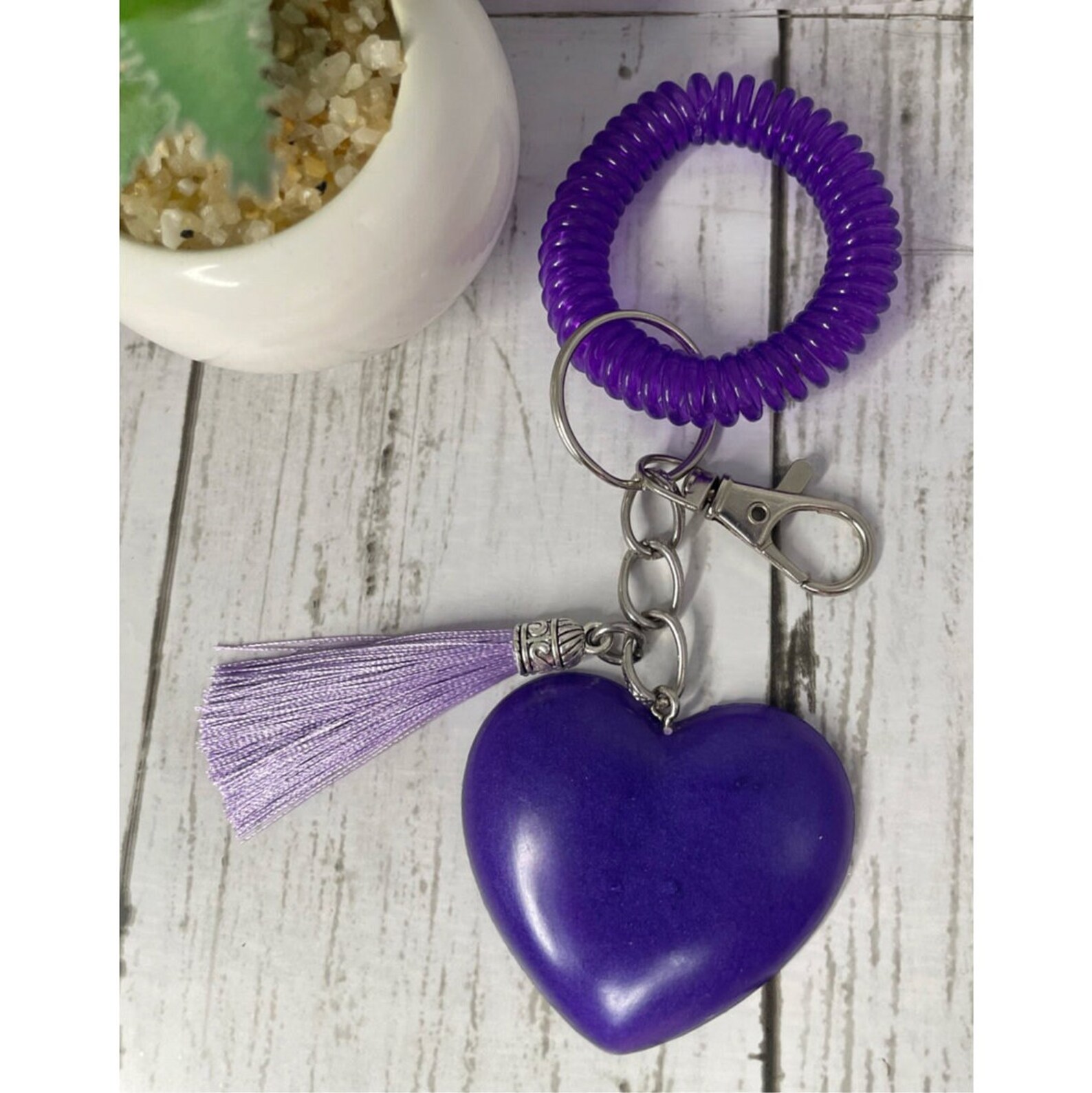 Keychain- Resin Heart(2x2) W/mica Powder, Charm, Luggage, Purse, Bag ...