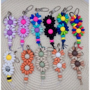 Flower Keychain-double Sunflower W/clasp, Lentil Silicone Beads Charm ...