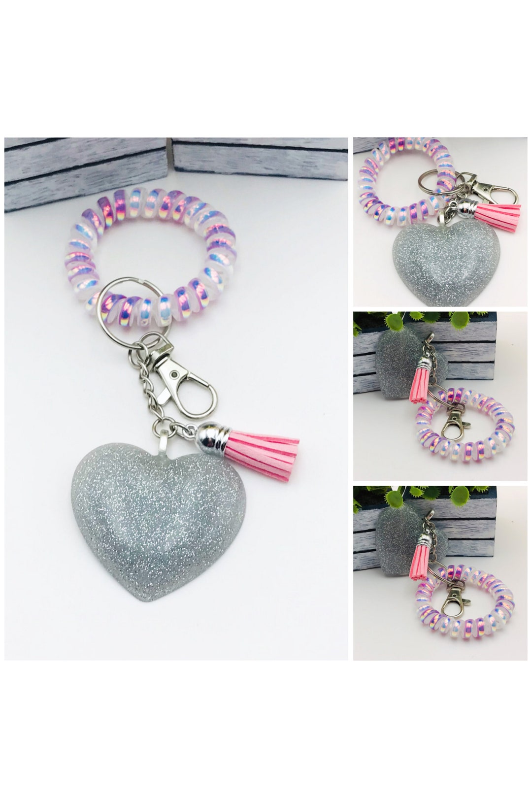 Heart Keychain,resin Heart Keychain, Glitter Heart Keychain, Bag Charm ...