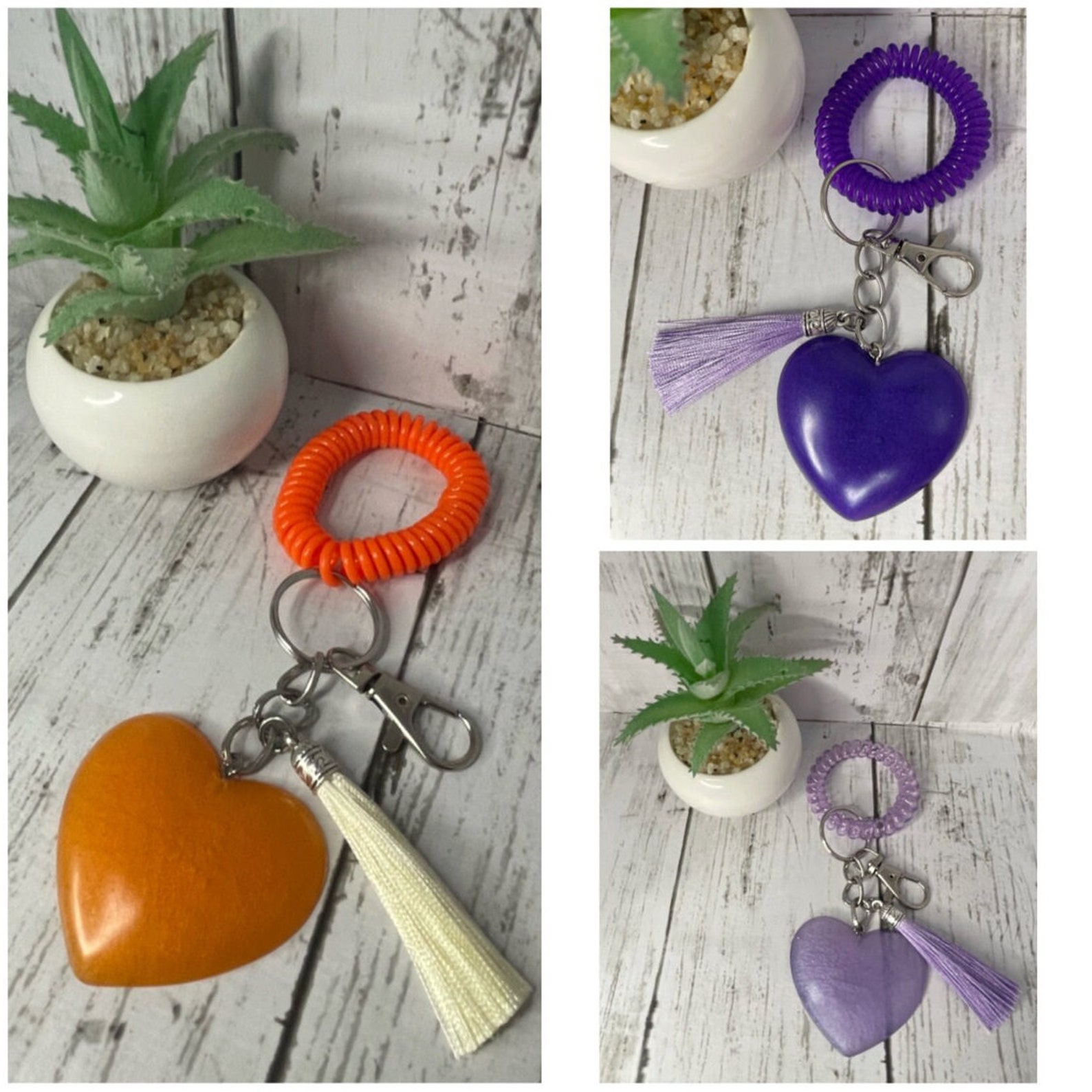 Keychain- Resin Heart(2x2) W/mica Powder, Charm, Luggage, Purse, Bag ...