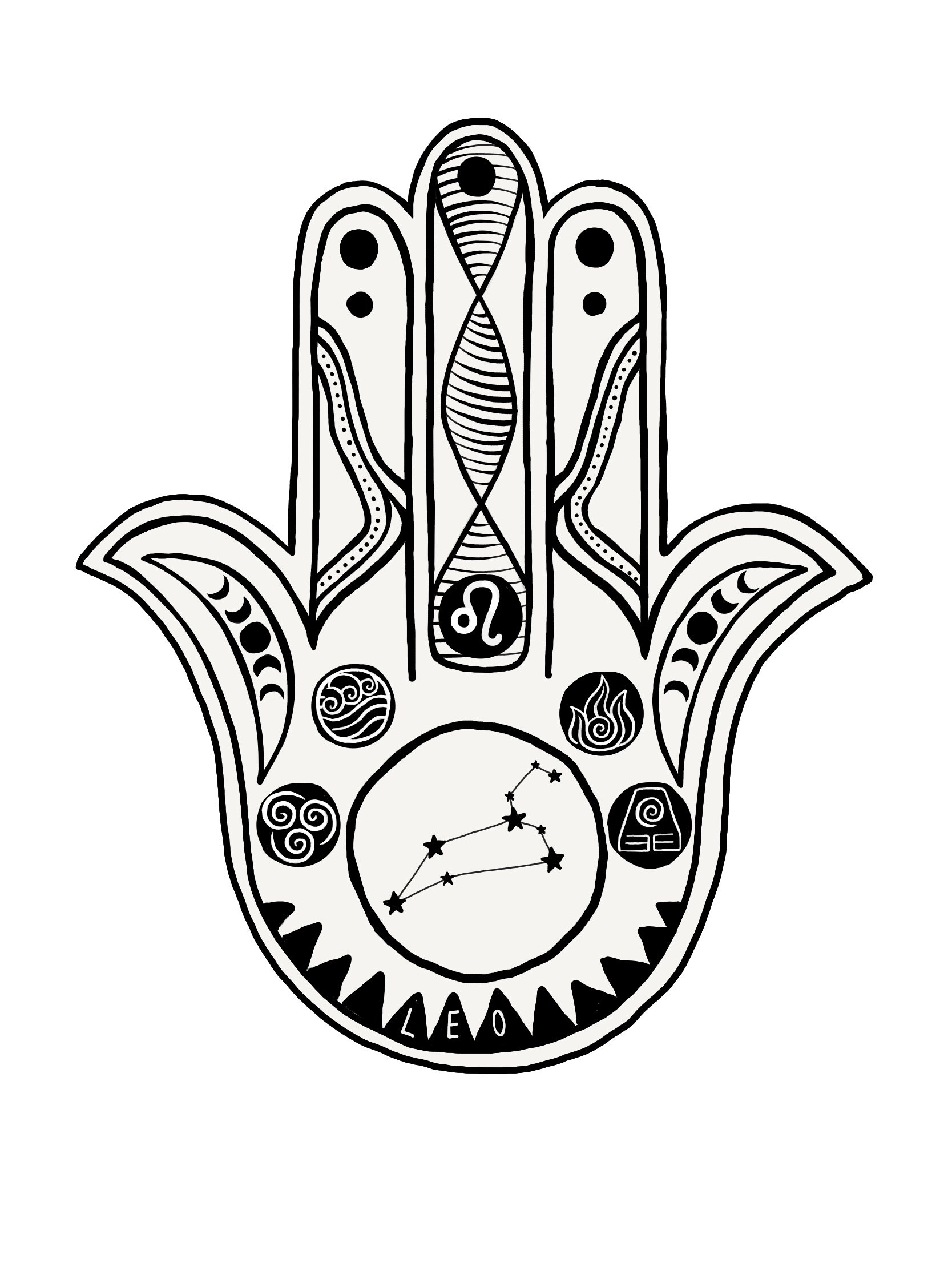 Leo Horoscope Sticker Zodiac Sign Hamsa Hand Gift - Etsy