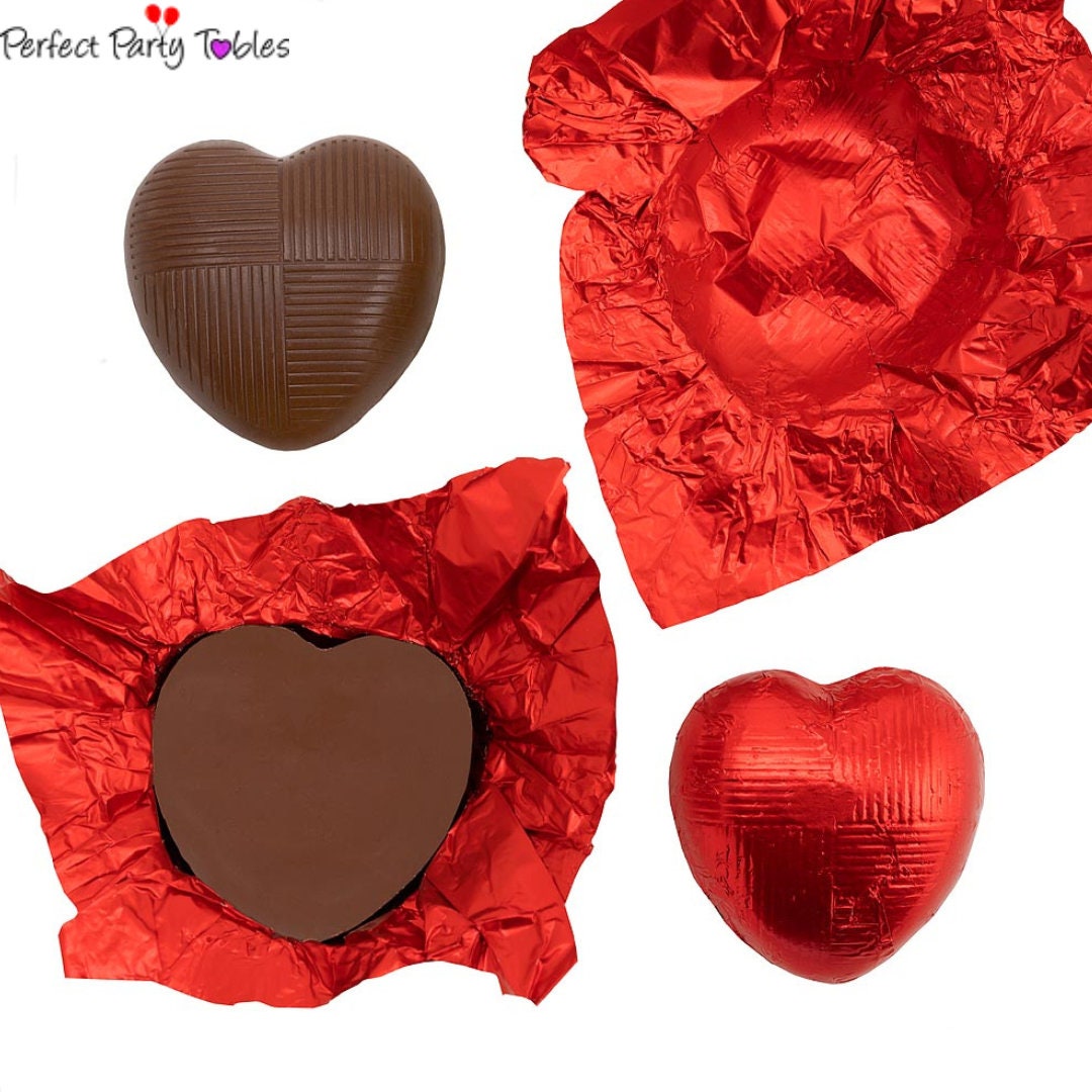 Chocolate Hearts Foil Wrapped Milk Wedding Favour Valentine Anniversary ...