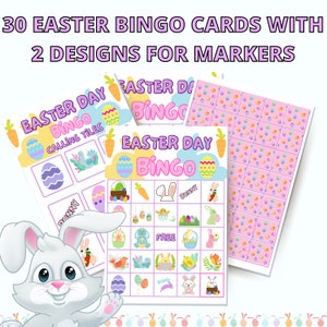 30 Printable Easter Day Bingo Cards, Easter Bingo Cards for Kids, Easy ...