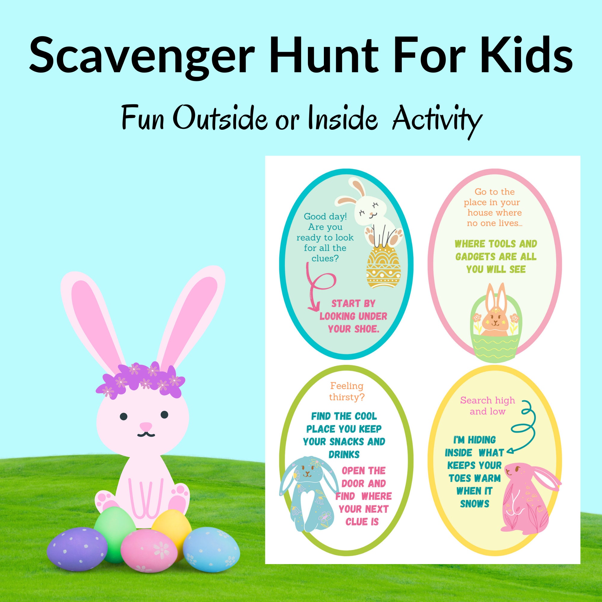Easter Scavenger Hunt, Printable Easter Egg Hunt, Digital Instant ...