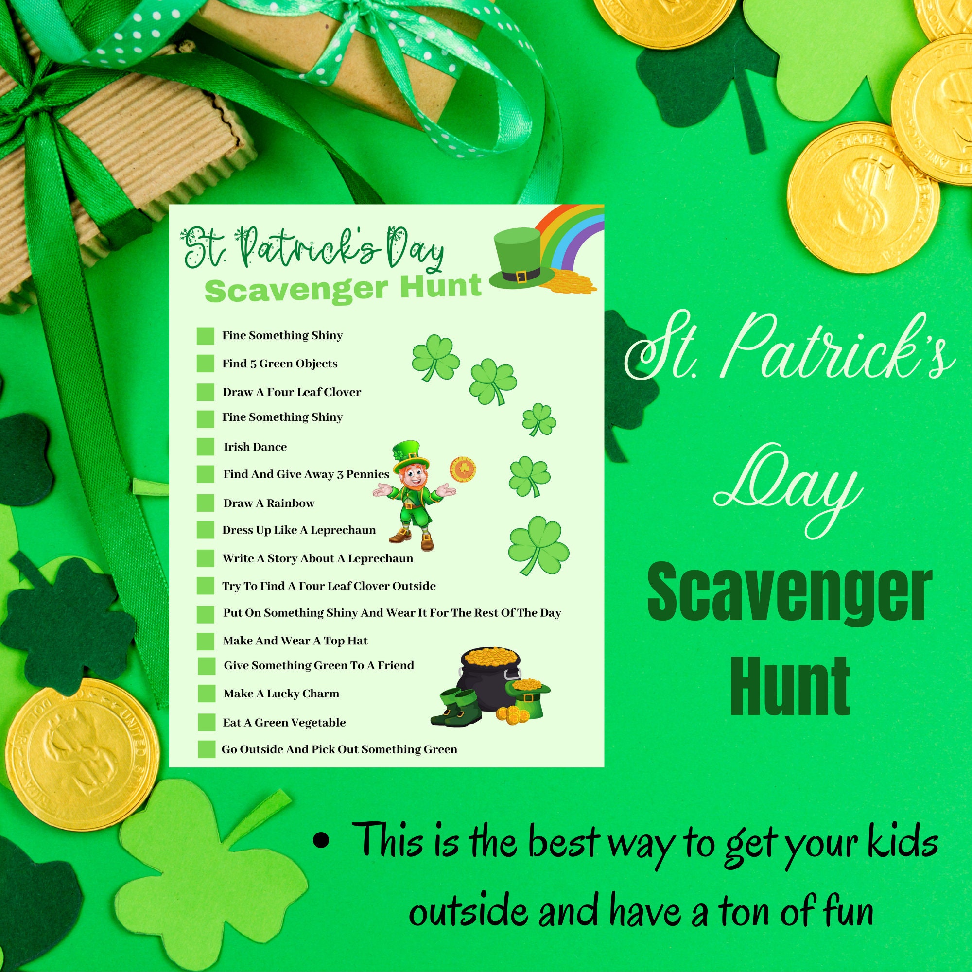 St Patrick's Day Scavenger Hunt Printable, St Patty's Party Scavenger ...