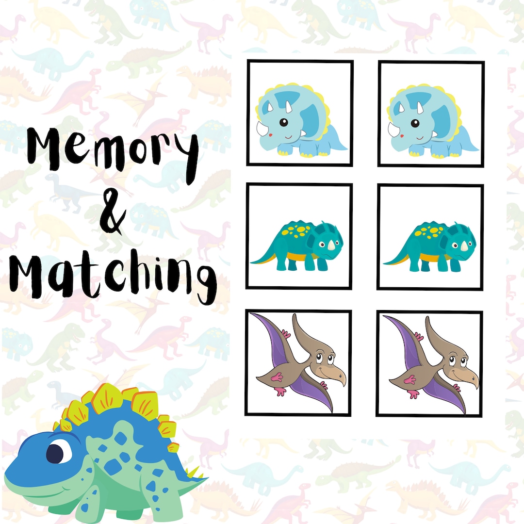 Dinosaur Memory Card Game - Etsy