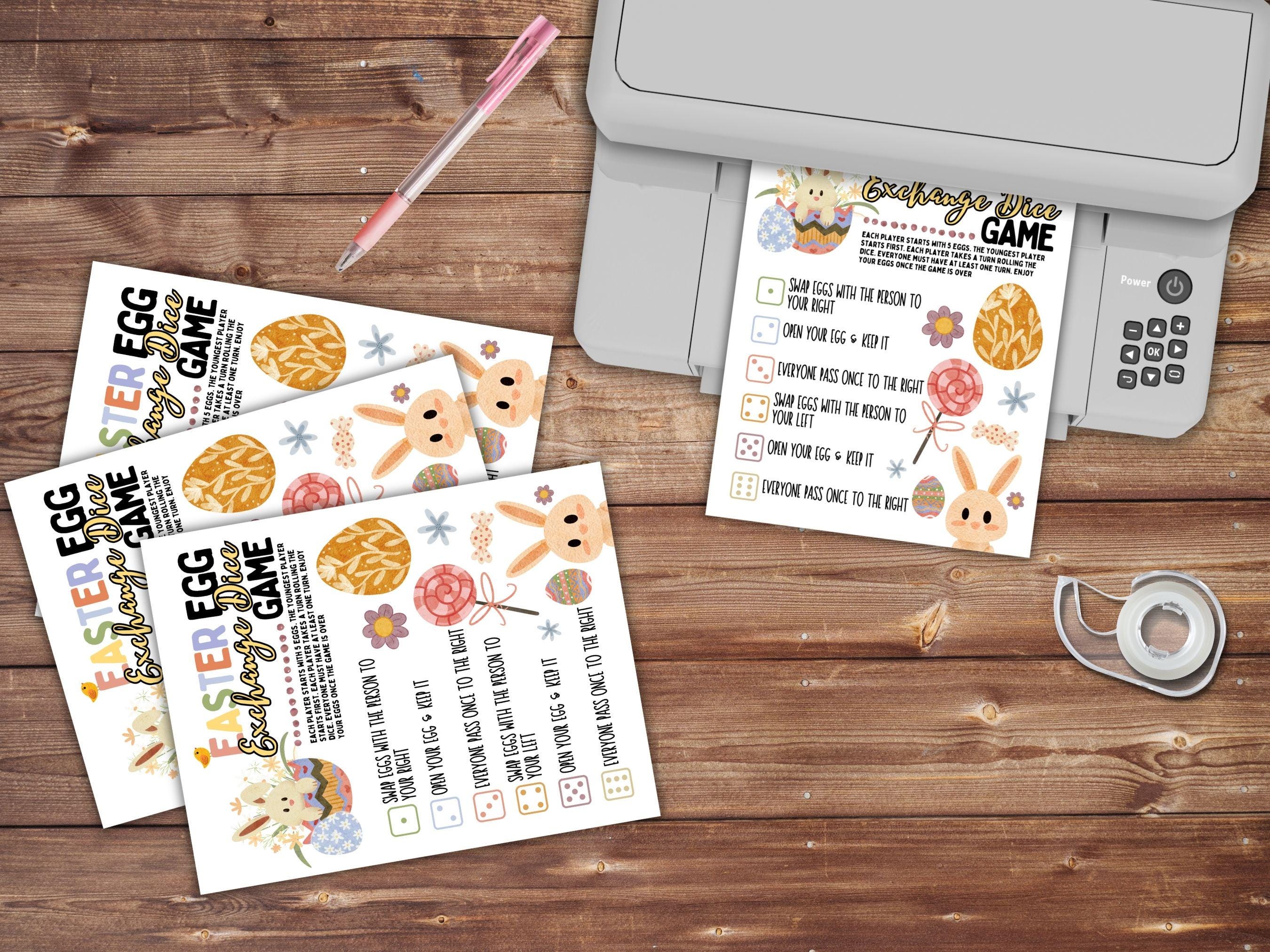 Easter Egg Exchange Dice Game Printable – Watercolor Easter Party Game ...