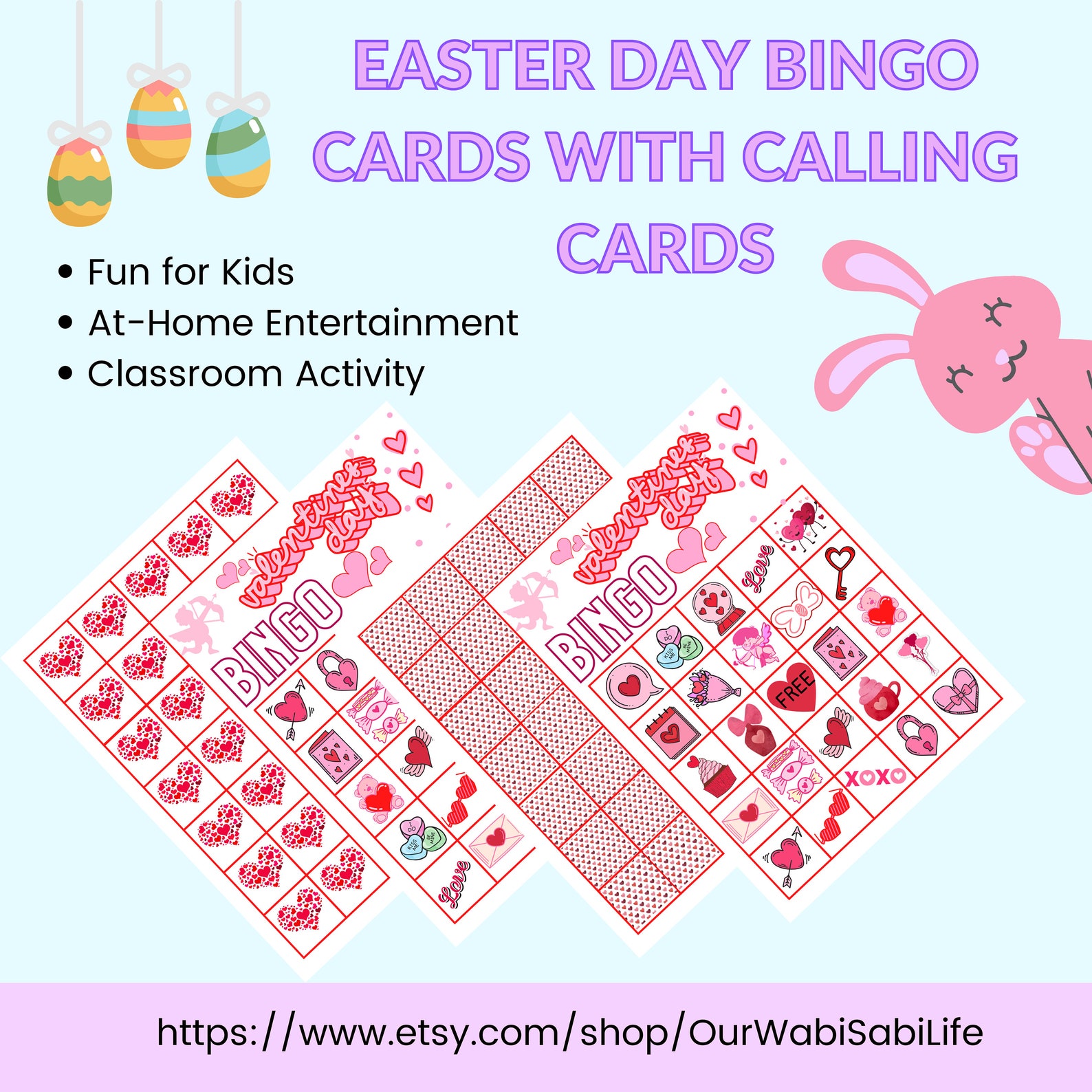 30 Printable Easter Day Bingo Cards, Easter Bingo Cards for Kids, Easy ...