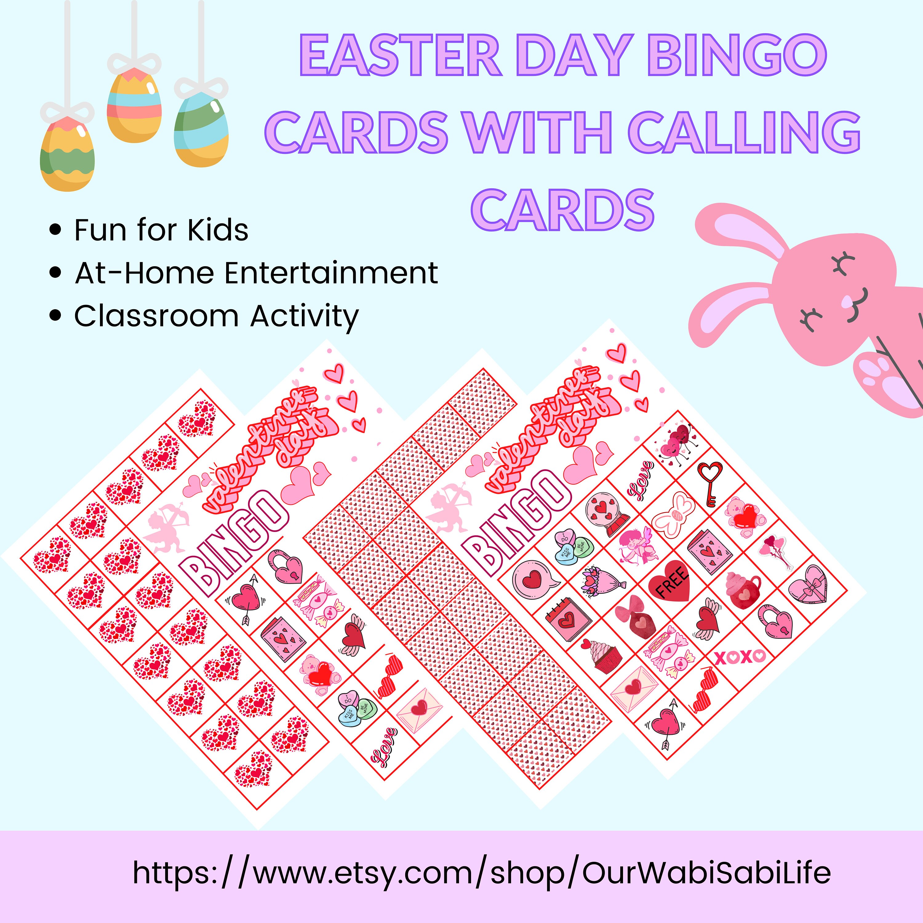 30 Printable Easter Day Bingo Cards, Easter Bingo Cards for Kids, Easy ...