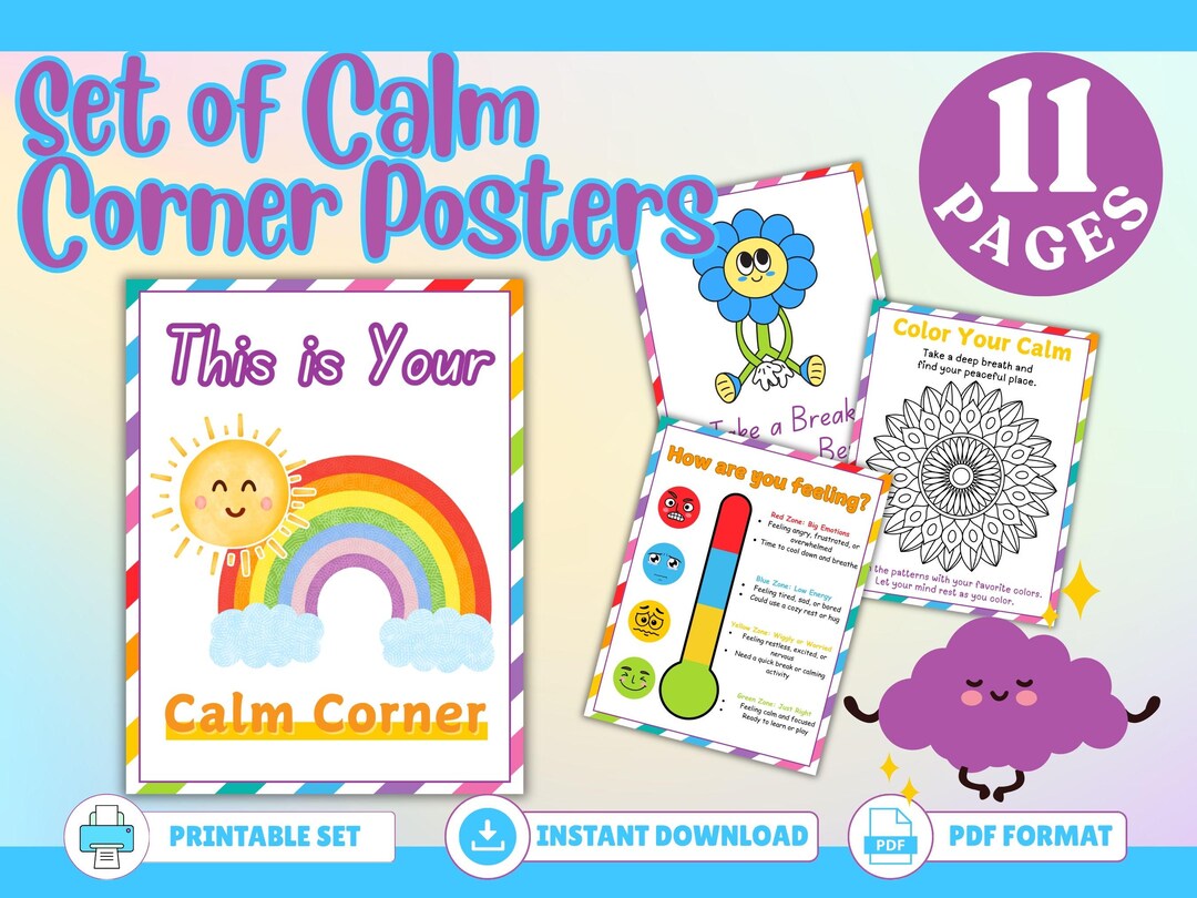 Kids Emotions Chart Printable Set, Feelings Poster for Classroom ...