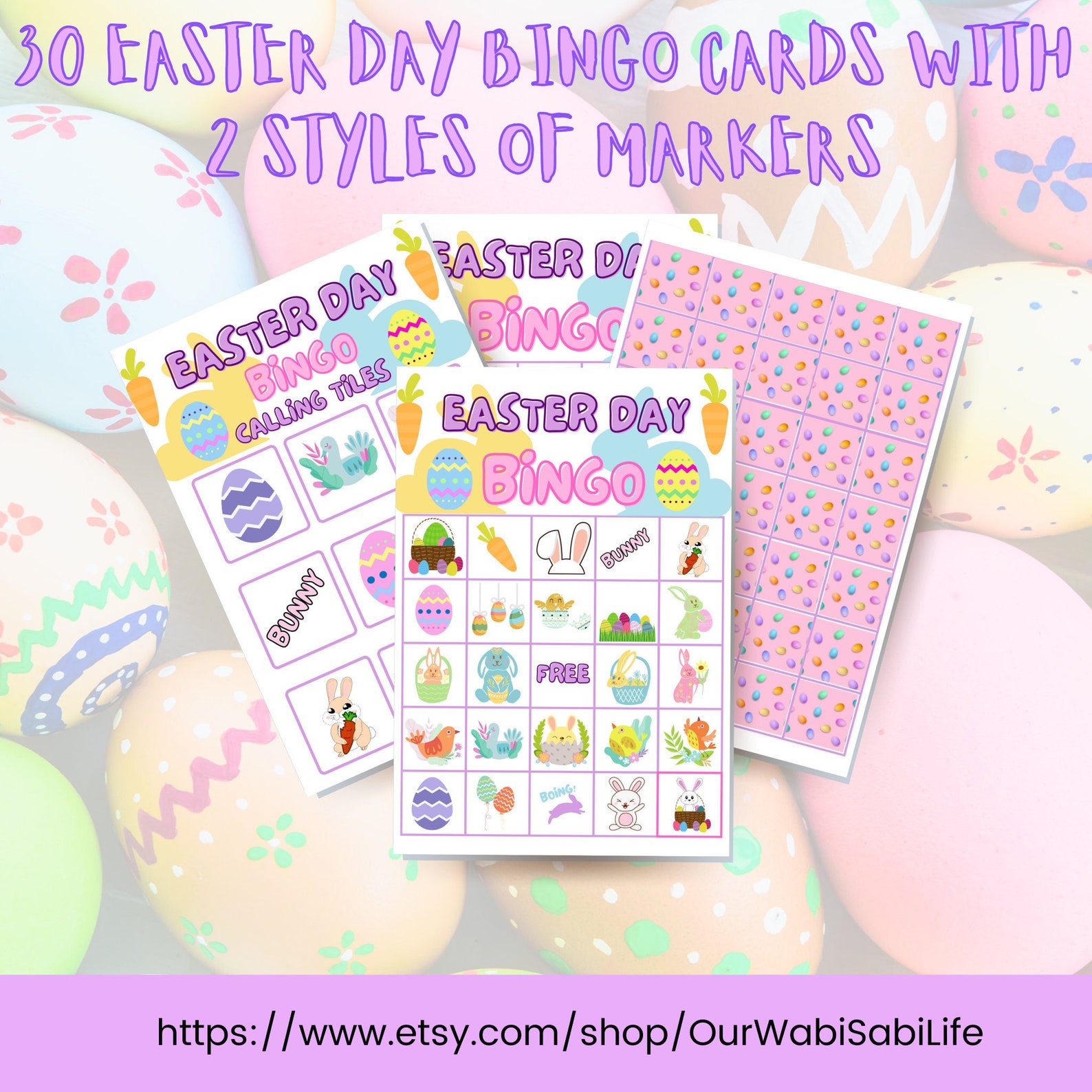 30 Printable Easter Day Bingo Cards Easter Bingo Cards for | Etsy