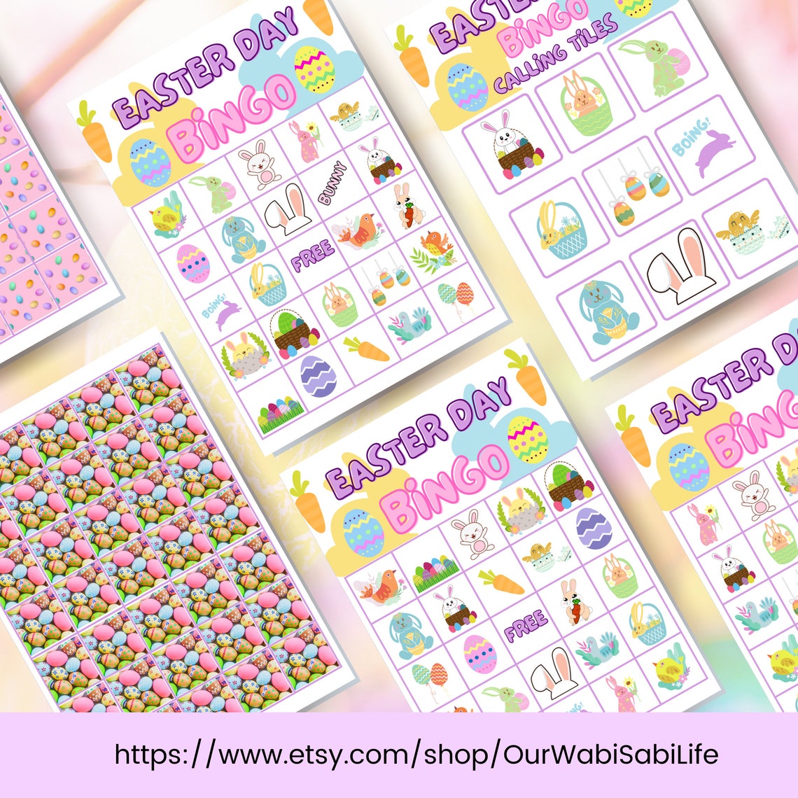 30 Printable Easter Day Bingo Cards, Easter Bingo Cards for Kids, Easy ...