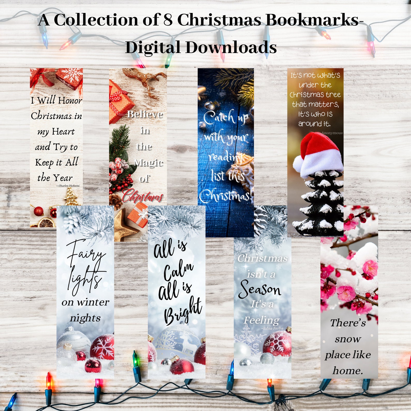 Printable Christmas Bookmarks Christmas Quotes Set of 8 - Etsy