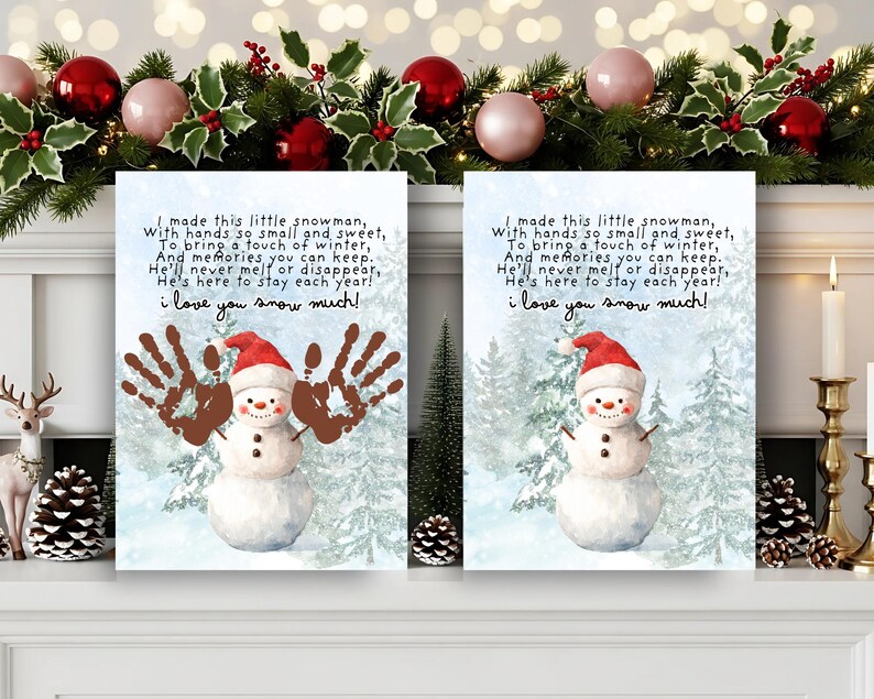 Snowman Handprint Craft Printable • Winter Kids Activity • Christmas ...