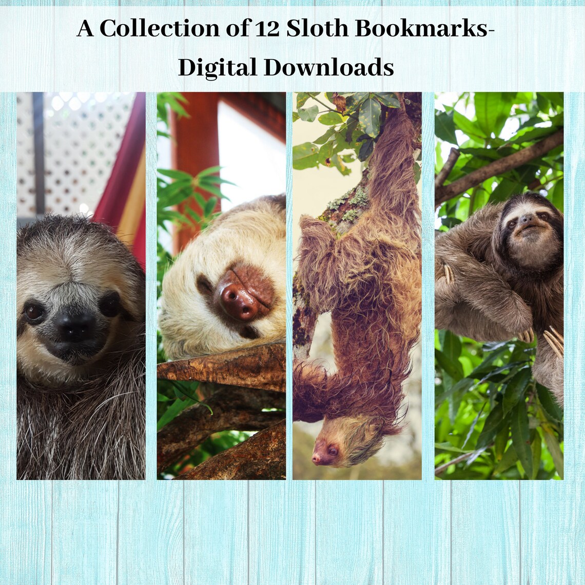 Printable Sloth Bookmarks, Set of 12, Printable Bookmarks, Baby Sloth ...