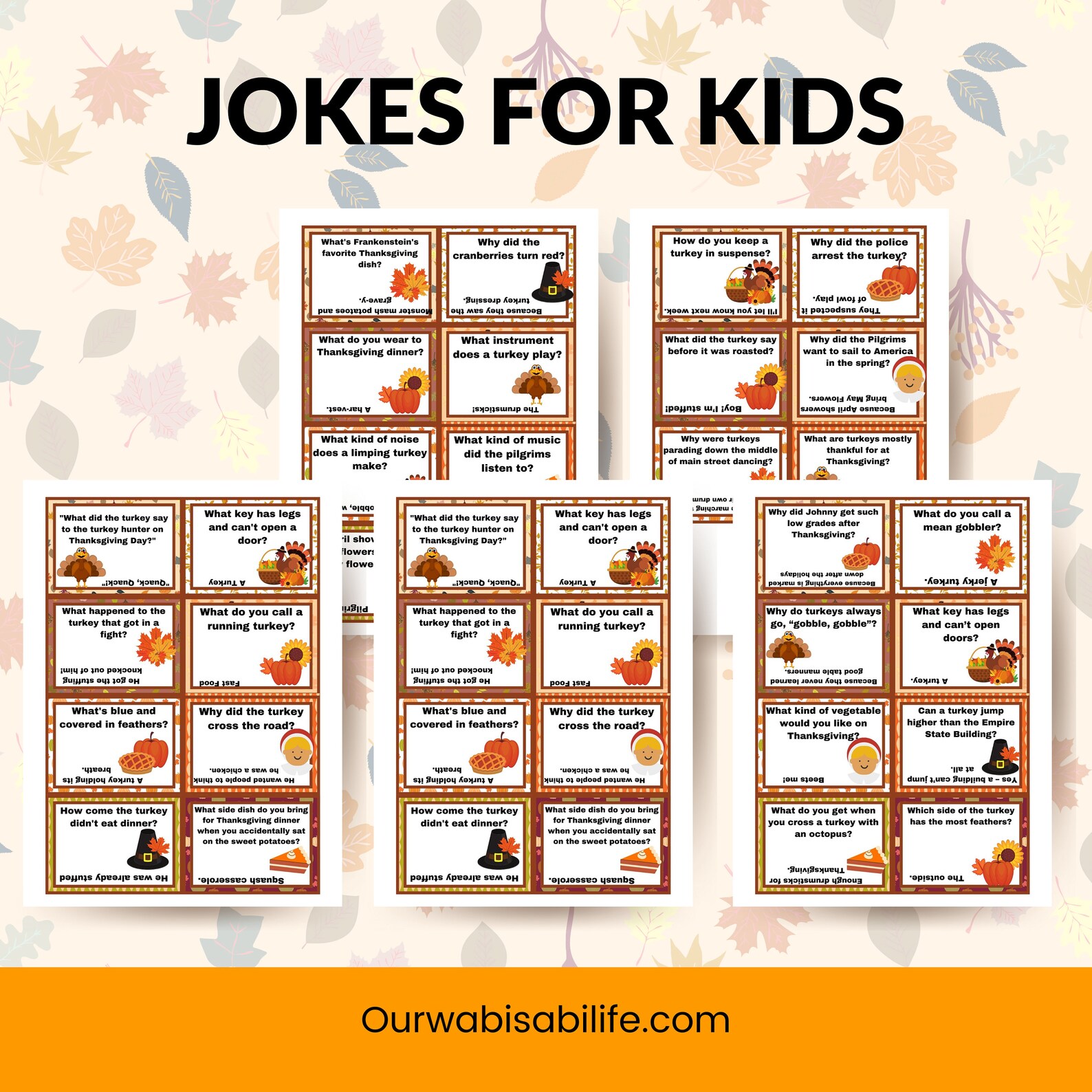 Thanksgiving Jokes for Kids, DIGITAL Thanksgiving Lunch Box Notes for ...