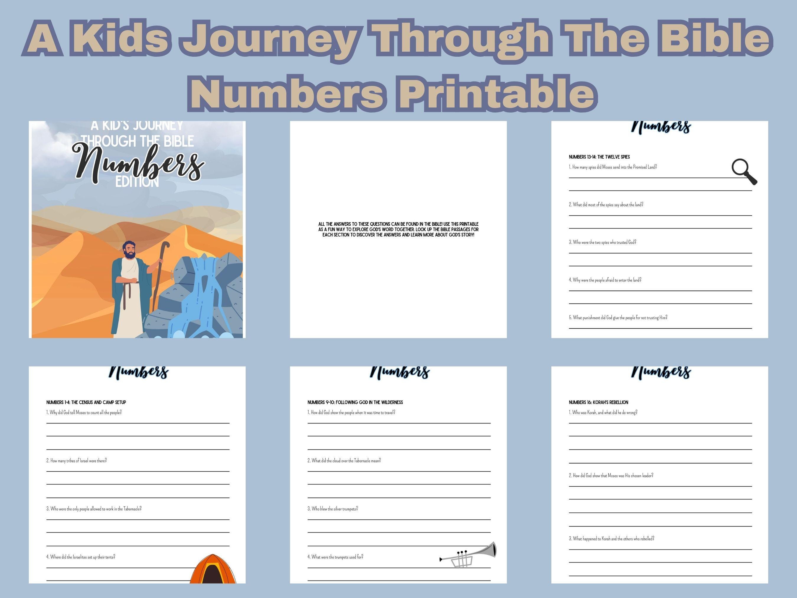 Numbers Bible Study for Kids Printable | Sunday School Worksheets ...