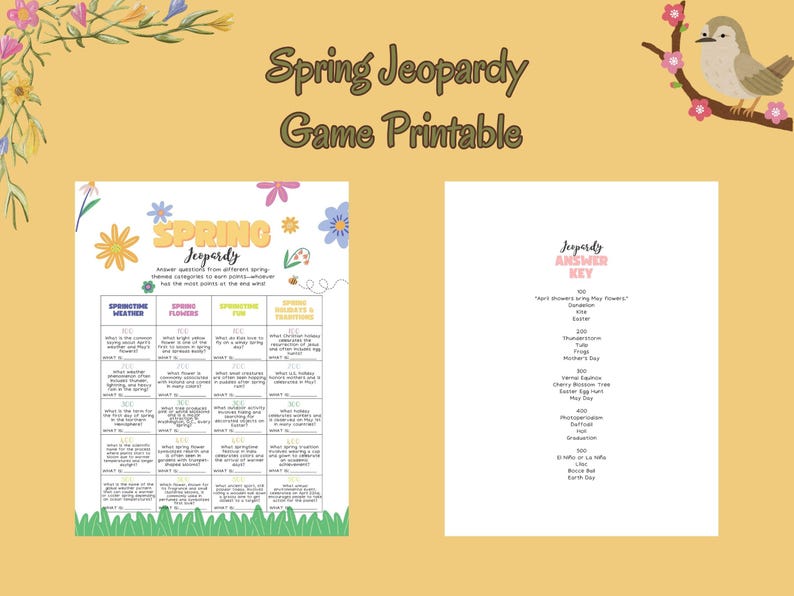 Spring Jeopardy Game Printable | Fun Spring Classroom Activity | Kids ...
