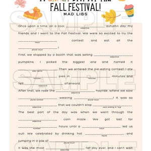 Fall Festival Mad Libs, Autumn Mad Libs - Etsy