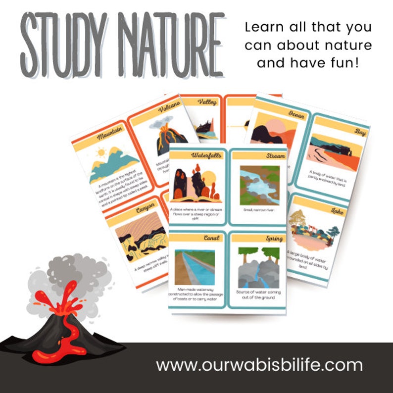 Land and Water Forms Study Packet, Nature Study, Land Form Flash Cards ...