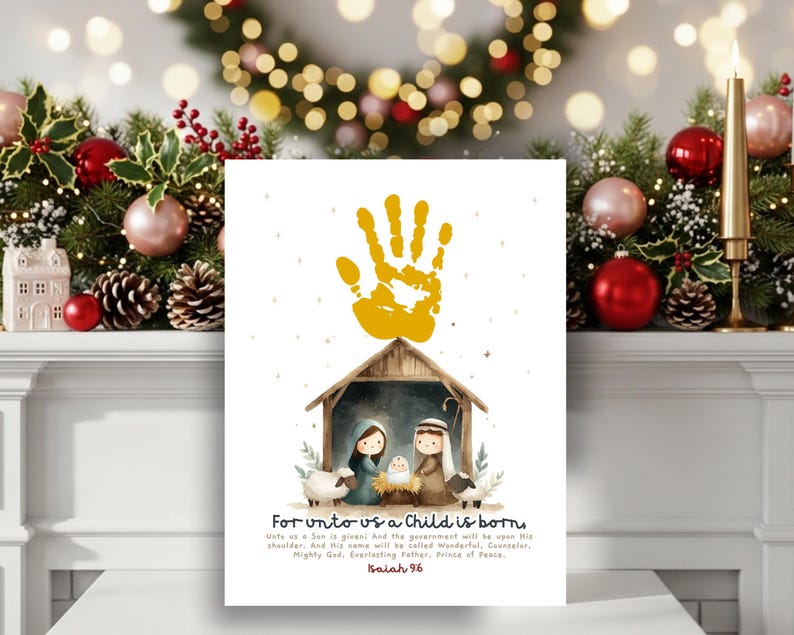 Nativity Handprint Craft Printable • Christmas Story Kids Craft • Faith ...