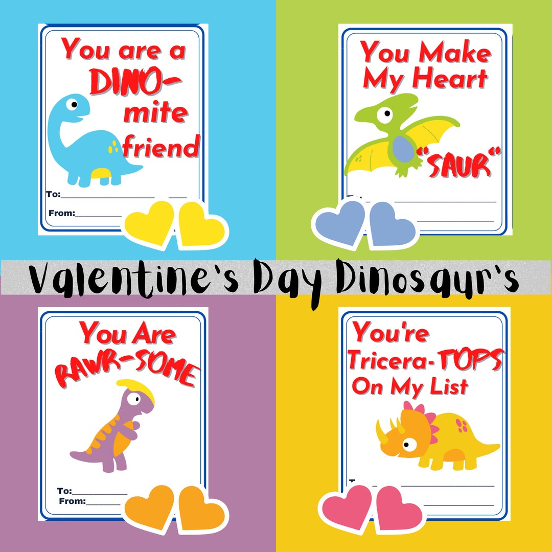 Printable Dinosaur Valentine's for Kids, Kids Dinosaur Valentine's ...