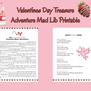 Valentine’s Day Mad Lib Printable for Kids, Valentine Treasure Hunt ...
