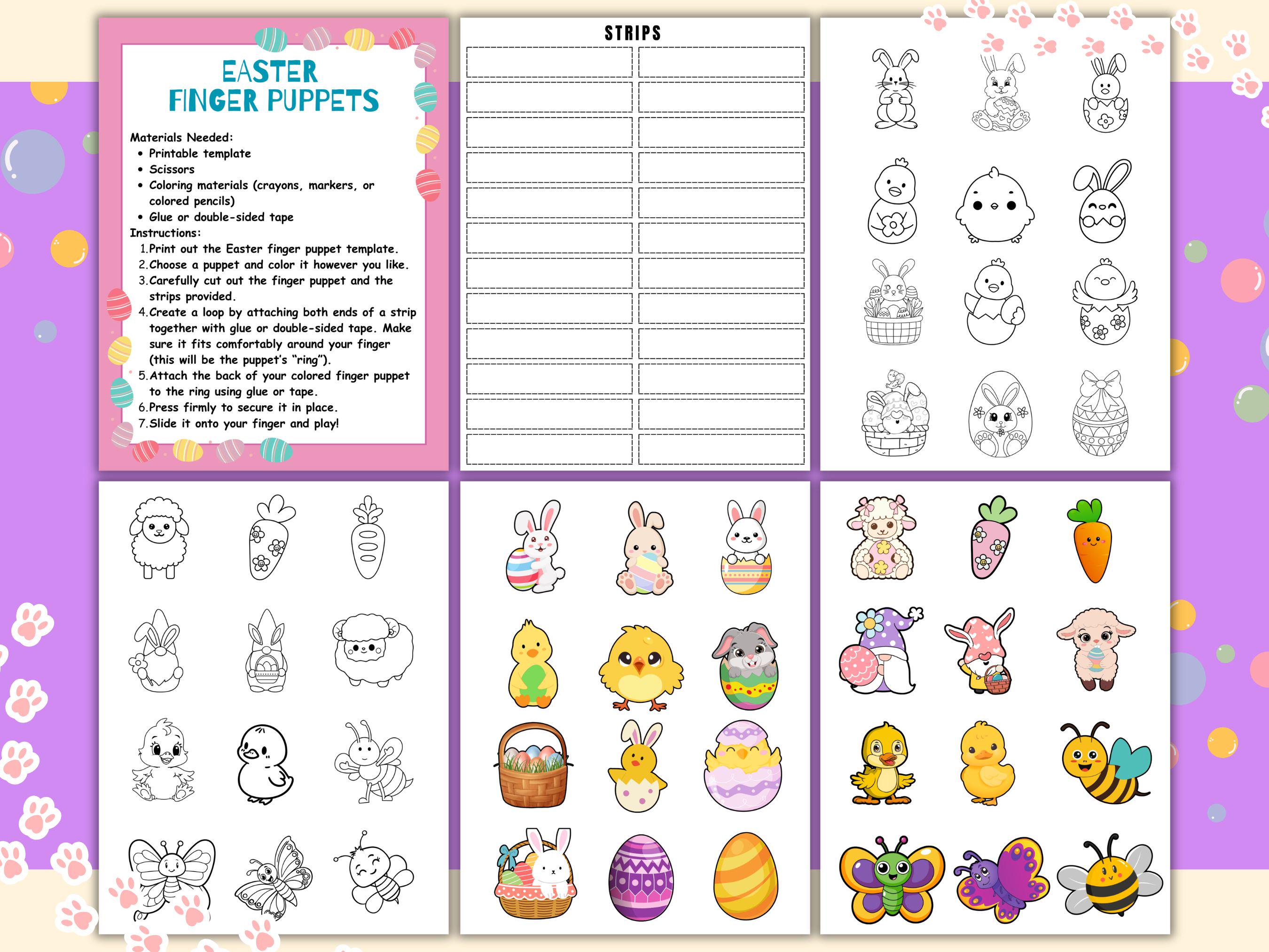 Easter Finger Puppets Printable PDF, Kids Easter Craft Activity, Bunny ...