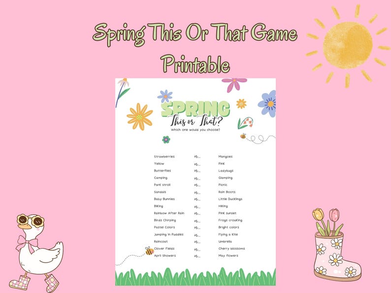 Spring This or That Game Printable, Fun Spring Activity for Kids ...