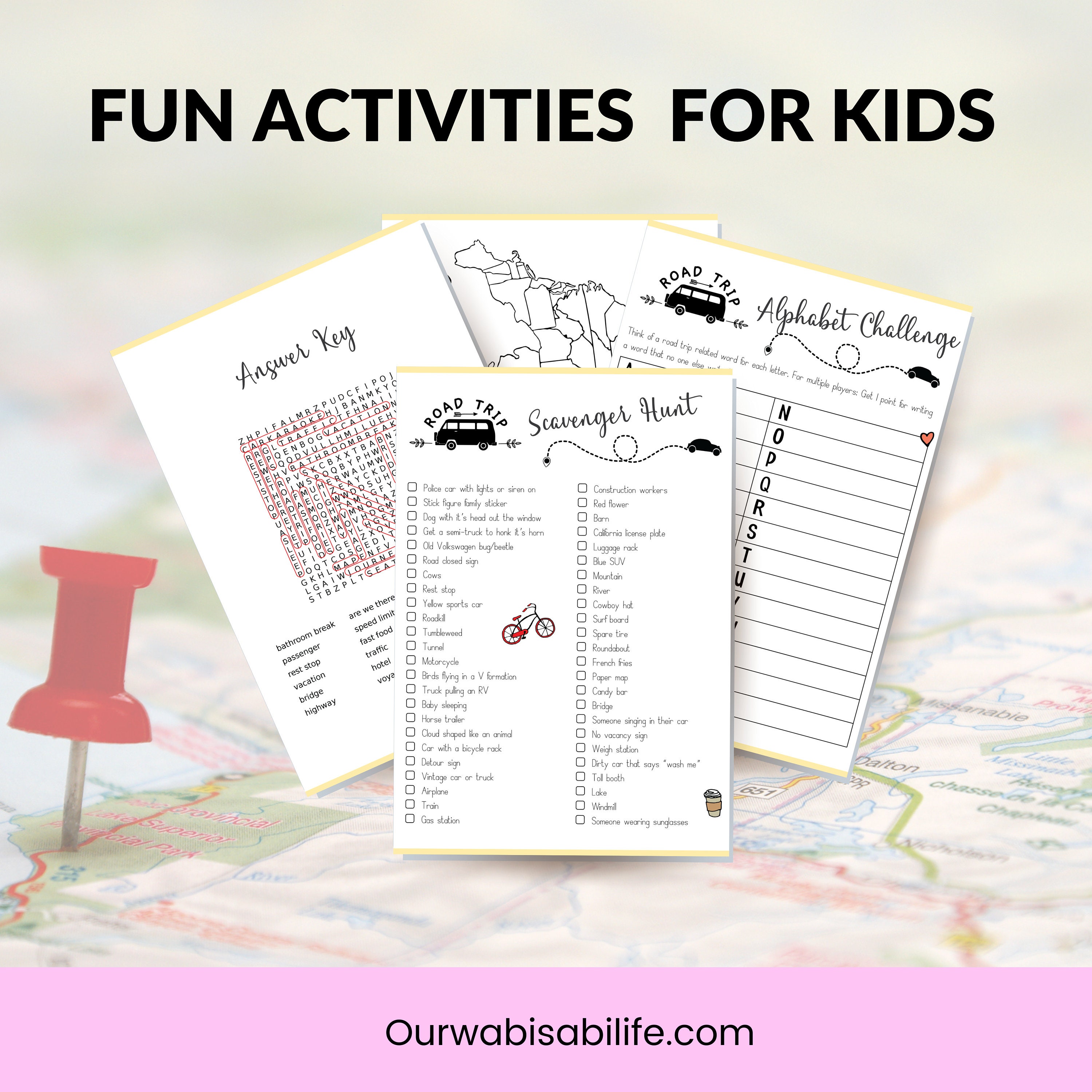 Printable Road Trip Journal and Activity Book for Kids, Road Trip ...