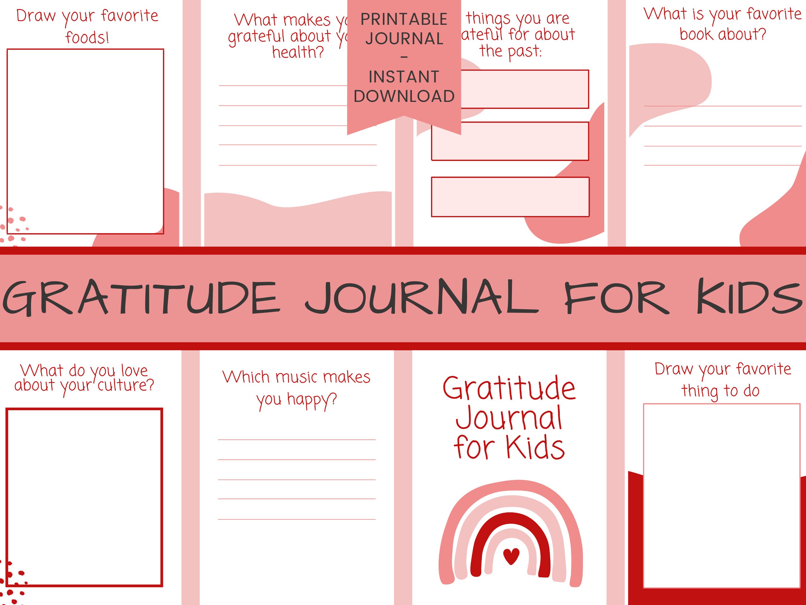 Children’s Gratitude Journal, Printable Gratitude Journal for Kids ...
