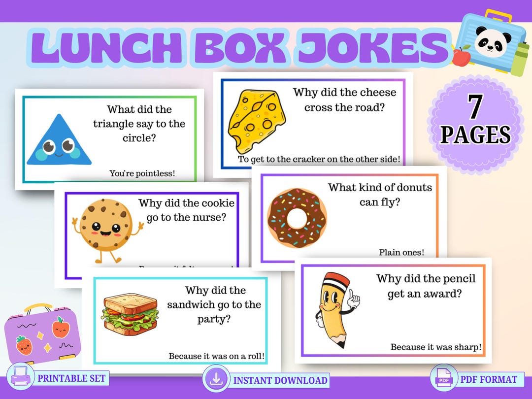 Lunch Box Jokes for Kids Printable, Funny Lunch Notes, School Lunch ...