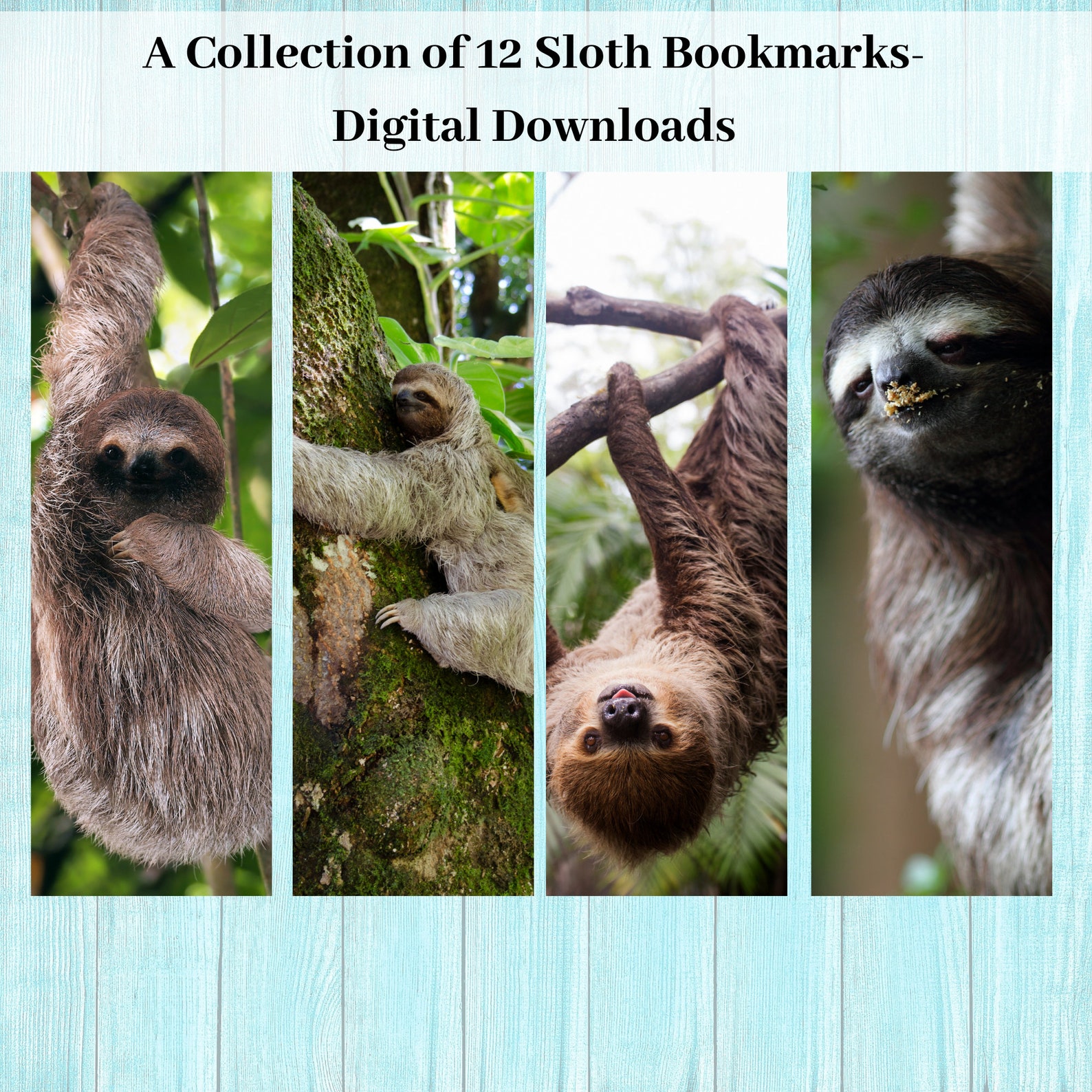 Printable Sloth Bookmarks, Set of 12, Printable Bookmarks, Baby Sloth ...