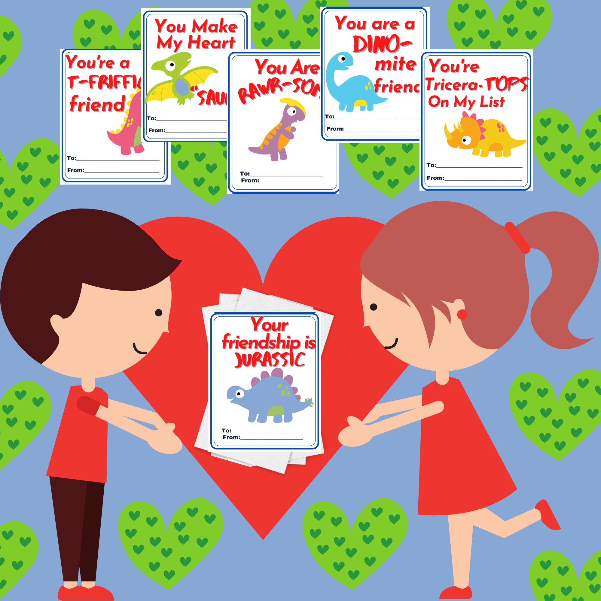 Printable Dinosaur Valentine's for Kids, Kids Dinosaur Valentine's ...