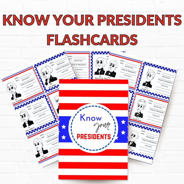 President Flash Card - Etsy