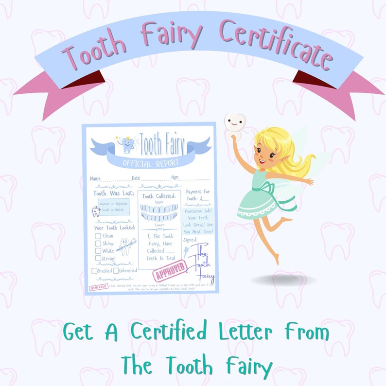 Printable Tooth Fairy Certificate, First Tooth Certificate, Tooth Fairy ...