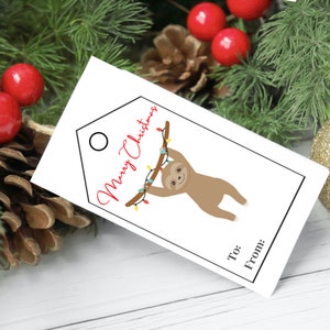 Sloth Christmas Gift Tags Printable Christmas Gift Tags Instant ...