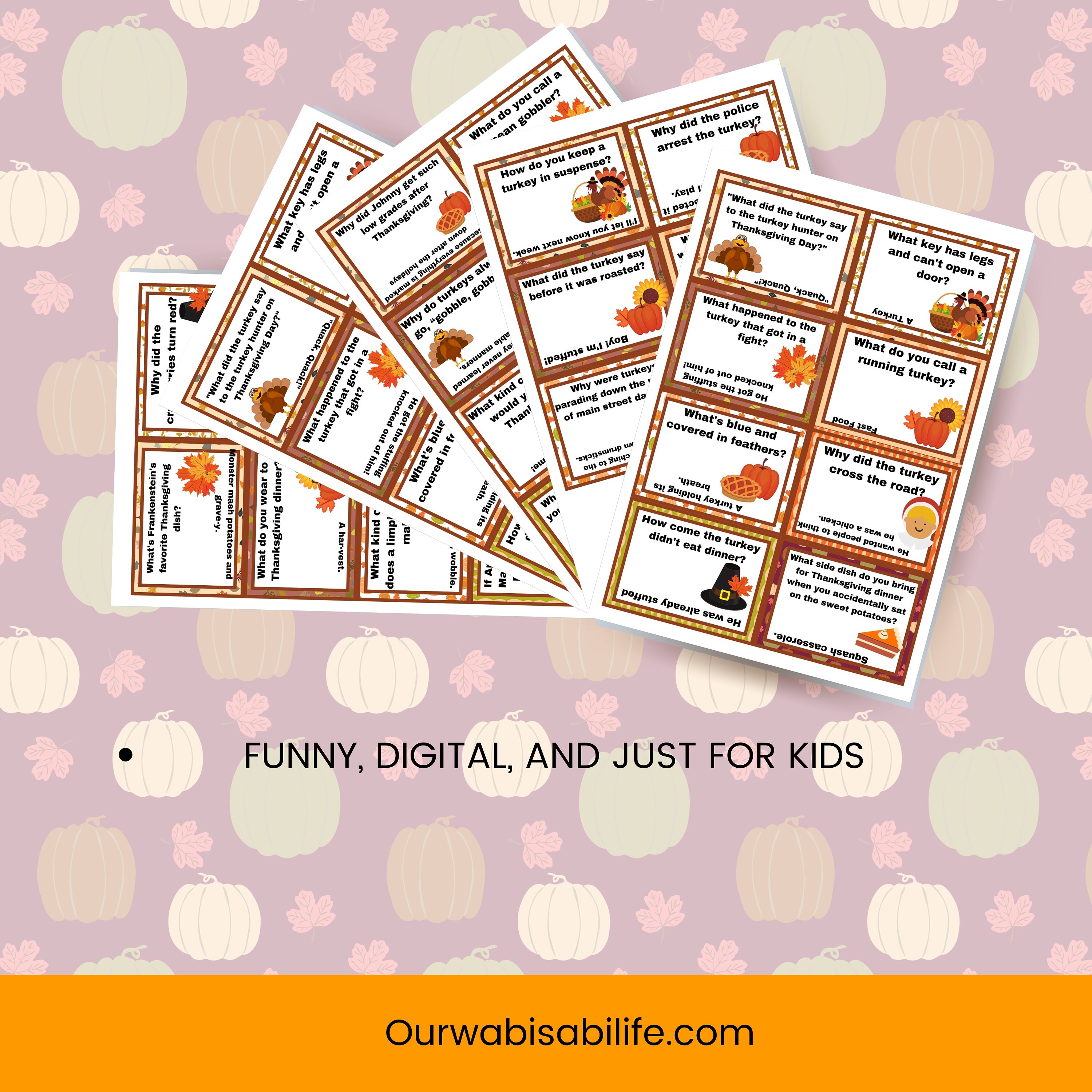 Thanksgiving Jokes for Kids, DIGITAL Thanksgiving Lunch Box Notes for ...