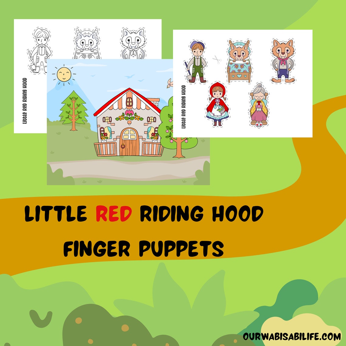 Little Red Riding Hood Puppets on Popsicle Sticks, Printable Finger ...
