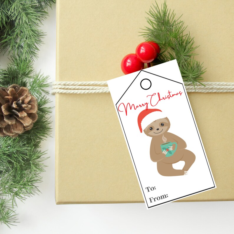 Sloth Christmas Gift Tags Printable Christmas Gift Tags Instant ...